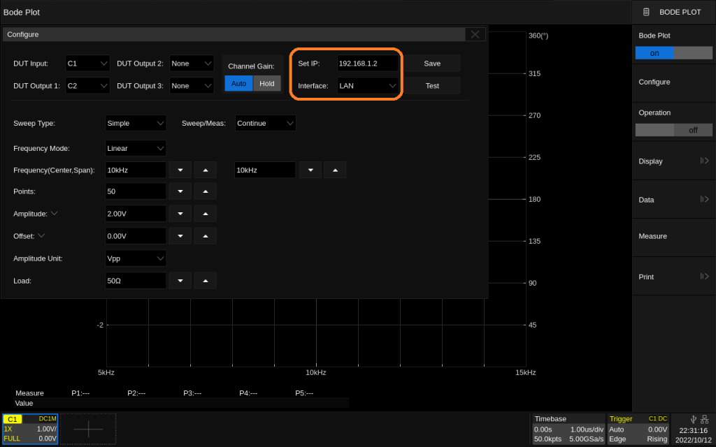 Bode using LAN - Siglent
